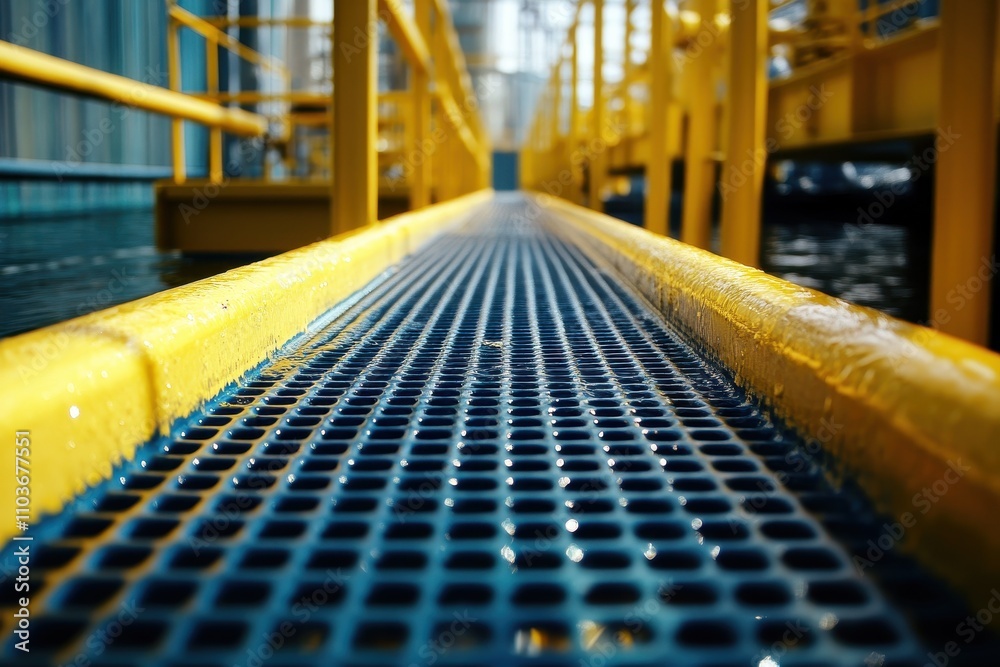 Fiberglass industrial grating and handrails Stock Photo | Adobe Stock