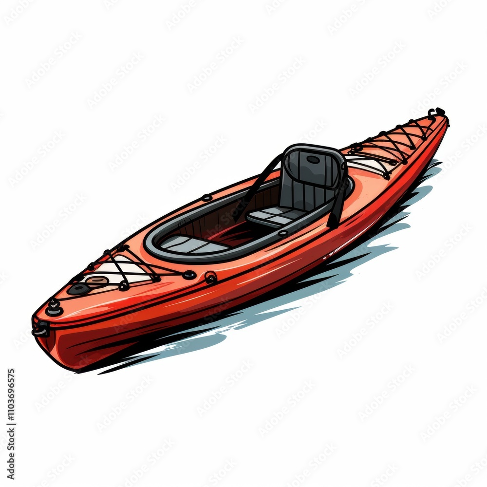 Vibrant Red Kayak Design on a White Background for Sports and Outdoor ...