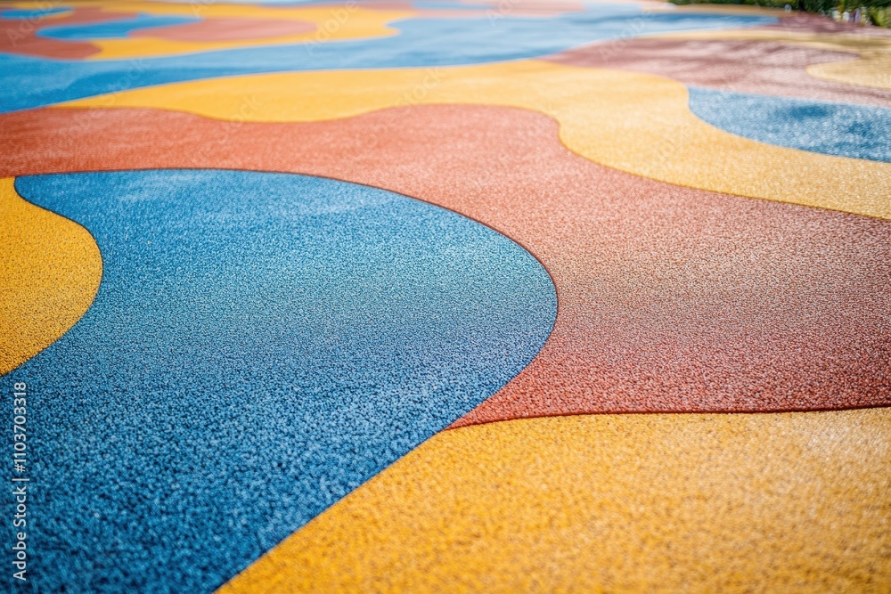 Playground with bare concrete and EPDM rubber flooring being installed ...