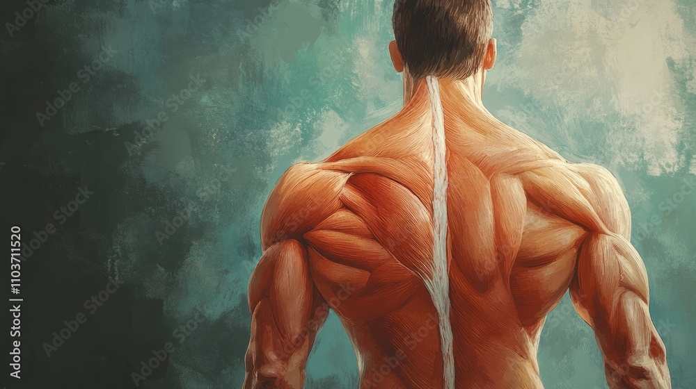 An illustration of a human back, focusing on the latissimus dorsi and ...