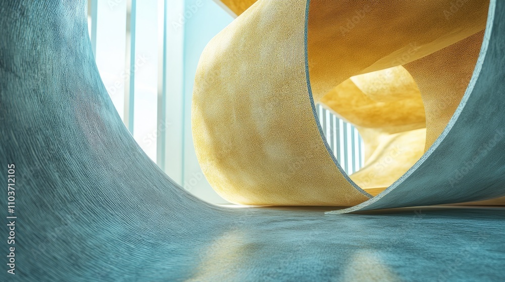 Curved mineral wool insulation rolls showcasing texture and flexibility ...