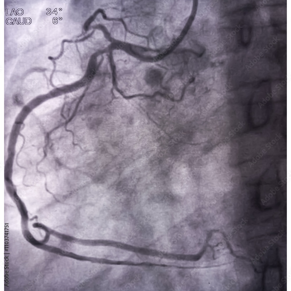 Coronary angiogram of right coronary artery during cardiac ...