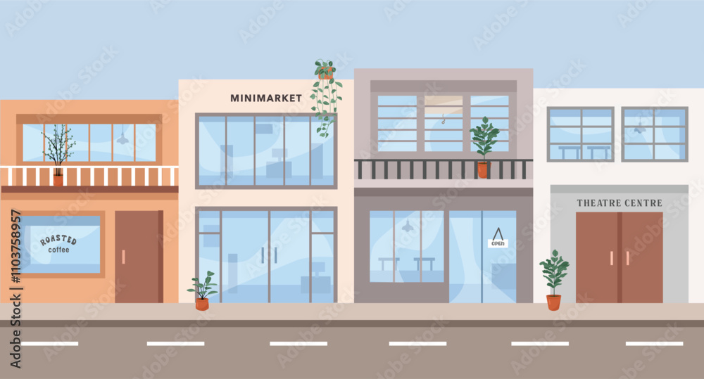 Commercial district. Shopping precinct. Shopping area. Shopping street ...