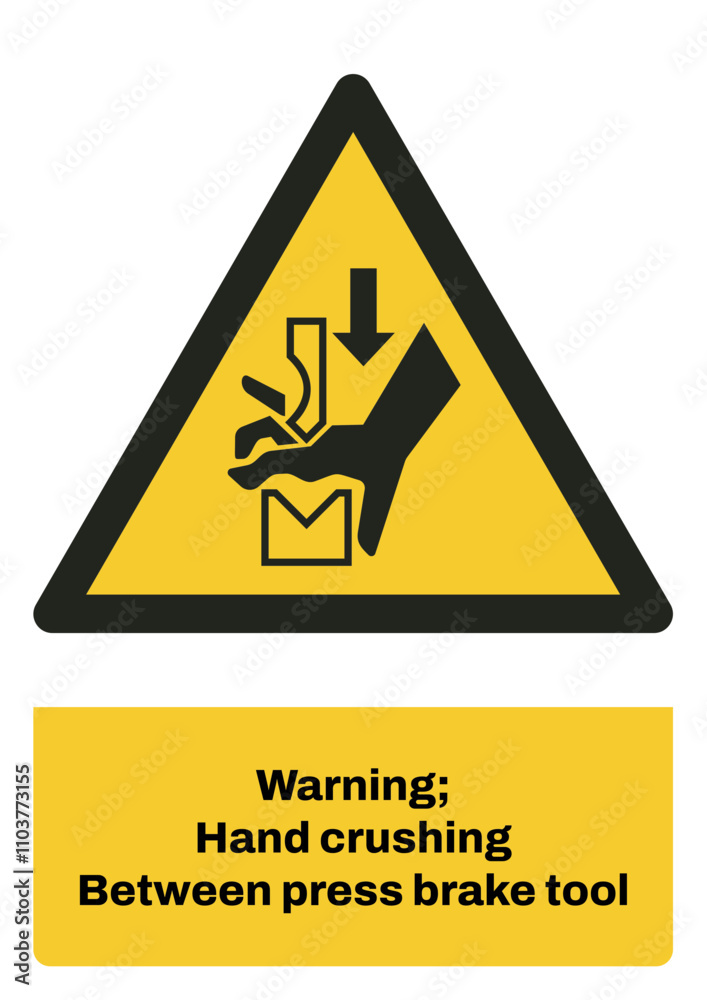 ISO warning safety signs sentence case text_warning ; hand crushing ...