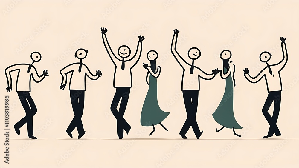 stick figure men dancing Stock Illustration | Adobe Stock