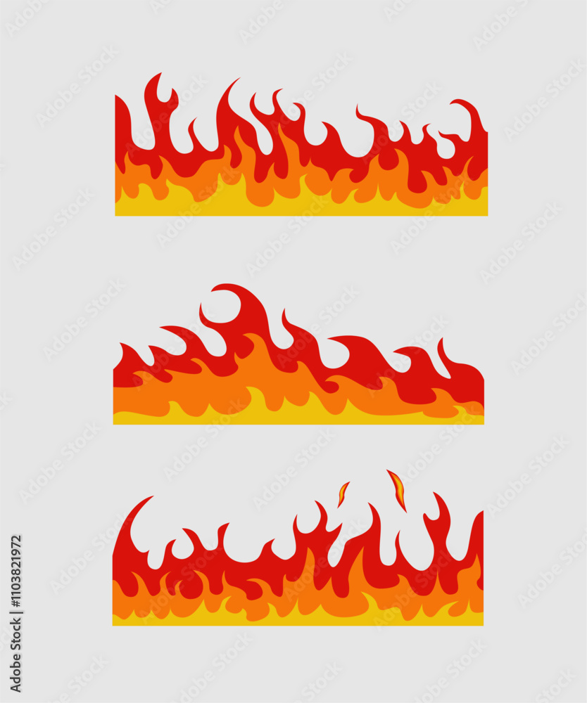 Fire Frame Border Fire. flame Set of vector fire design elements ...