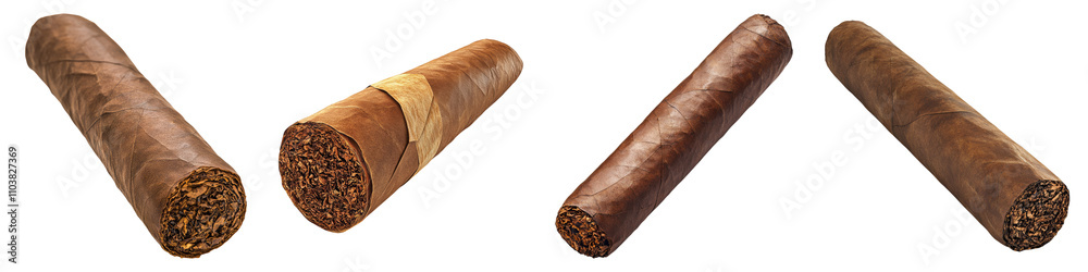 tobacco cigar isolated on transparent background, Set of Stock Photo ...