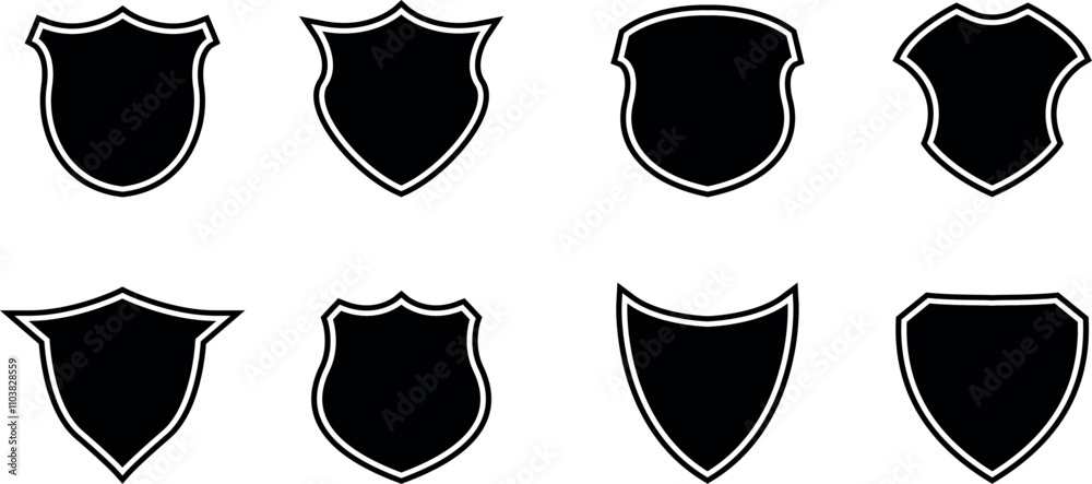 Shield icon set. Set of vintage label and badges shape collections ...