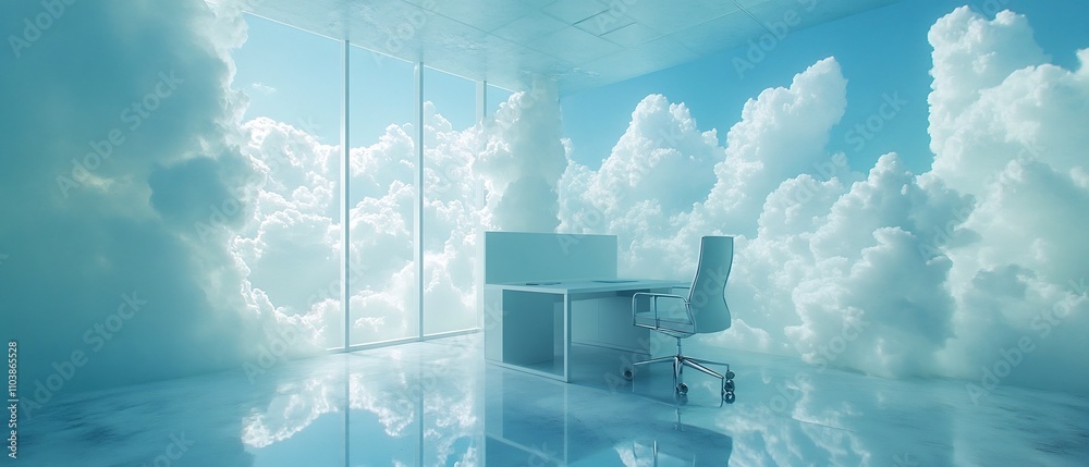 Surreal Infinite Workspace A tranquil office cubicle its edges ...