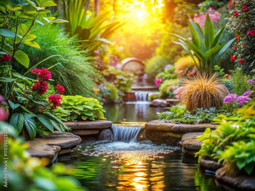 Tranquil Water Feature in a Sensory Garden Enhancing Relaxation and ...