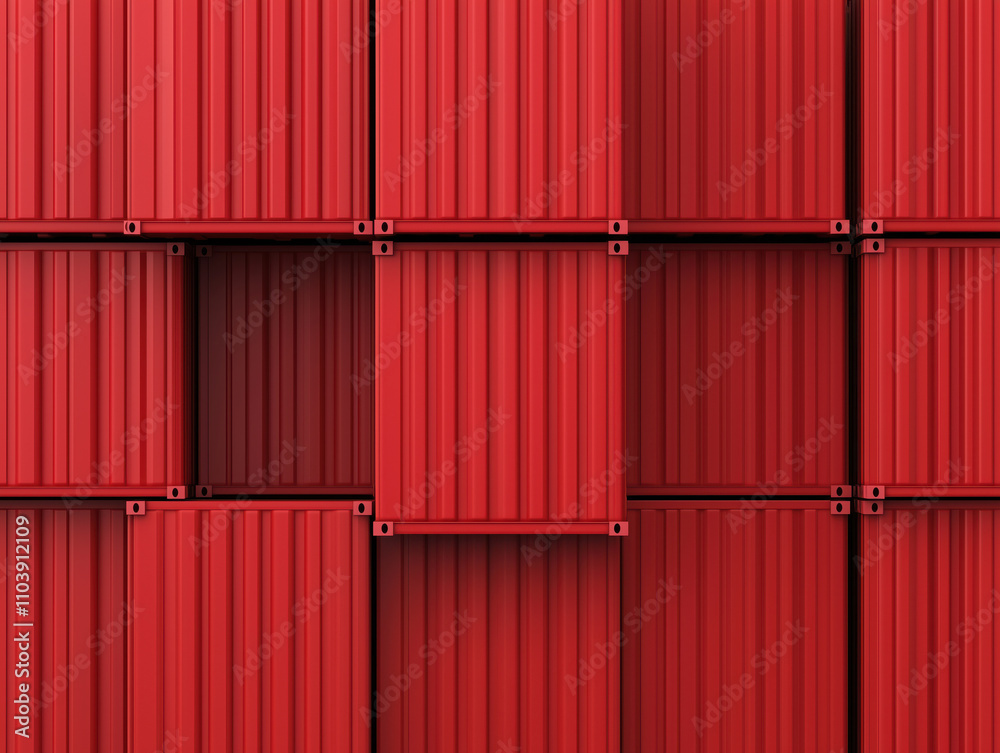 shipping containers, cargo, red containers, logistics, supply chain ...
