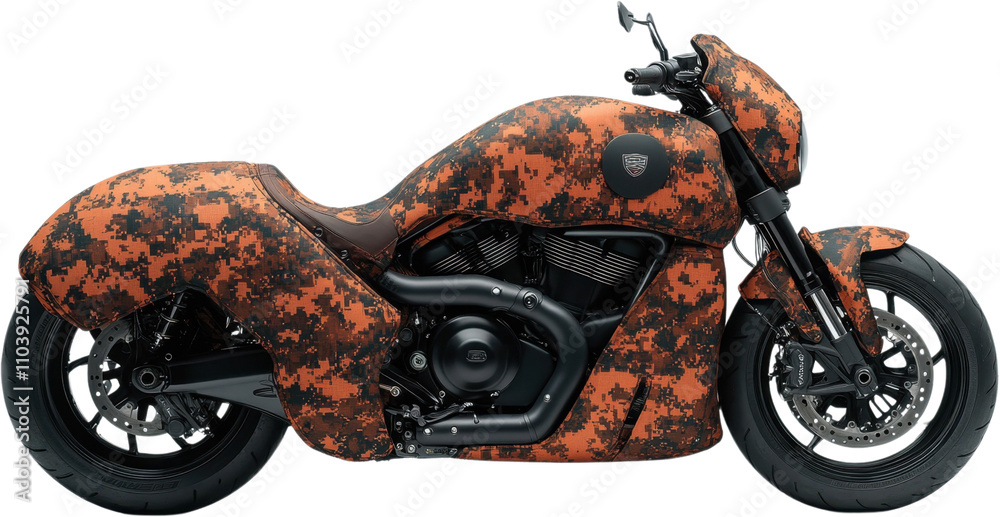 Custom motorcycle with camouflage design showcasing unique style and ...