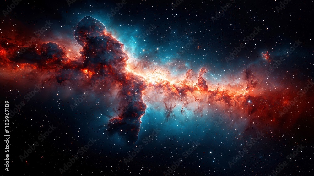 Cosmic Nebula Serenity, an expansive view of a vibrant cosmic nebula ...