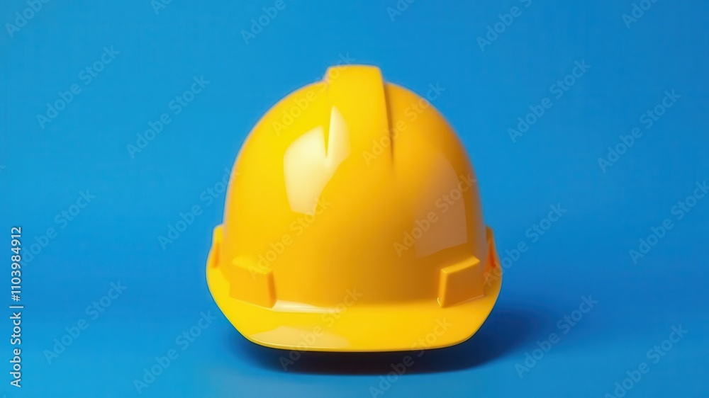 Construction helmet with vibrant yellow color standing out against a ...