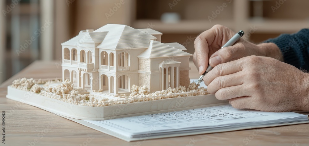 Precise Architectural Modeling Closeup of Hands Crafting Detailed Two ...