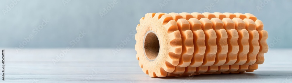 office syndrome concept. A detailed view of a foam roller being used by ...