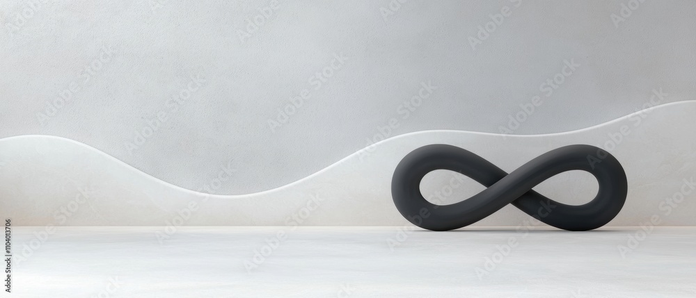 modern abstract sculpture in the shape of an infinity symbol. The ...