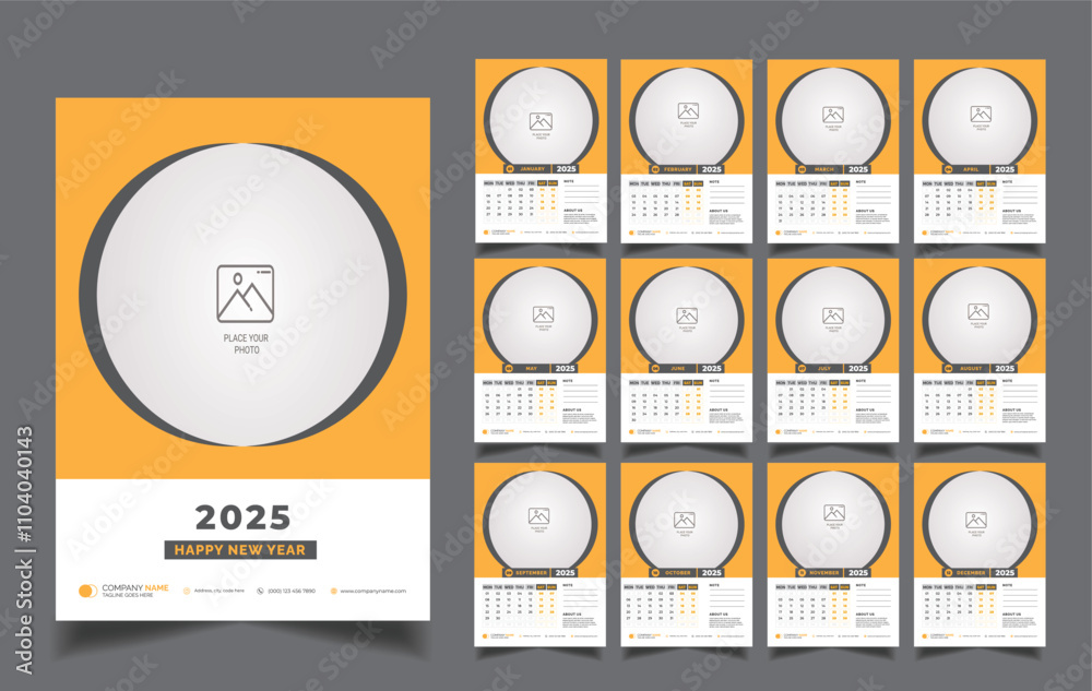 2025 Wall Calendar Template Modern Minimalist 2025 Calendar Design ...