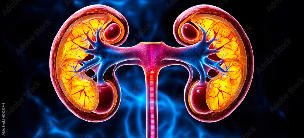 Detailed Anatomy of Human Urinary Tract System Highlighting Kidneys ...