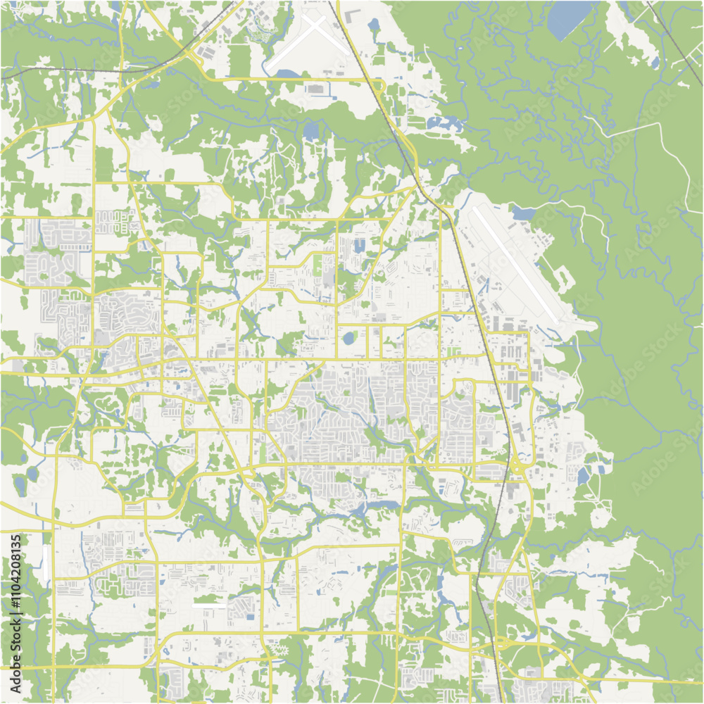 Map of Warner Robins in Georgia in a normal road map style. Contains ...