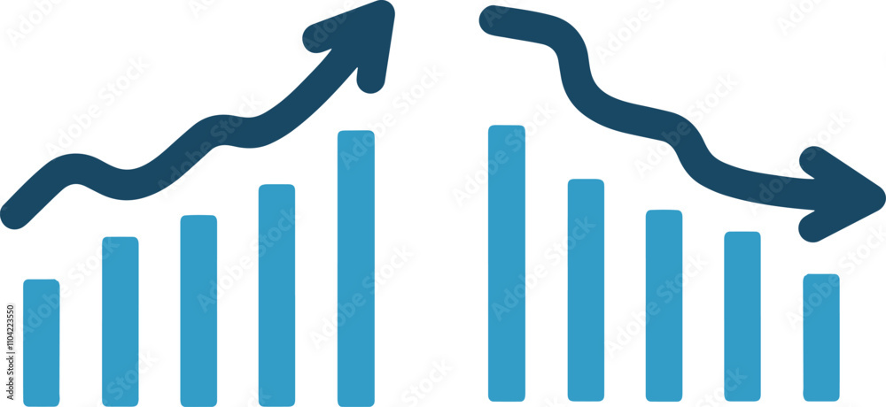 growth bar graph chart, positive negative bar graph chart vector art ...