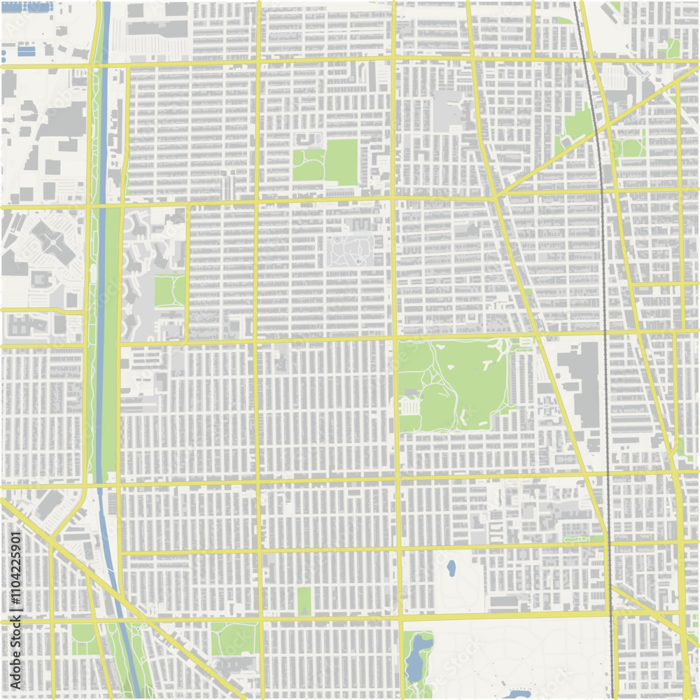 Map of West Ridge in Illinois in a normal road map style. Contains ...