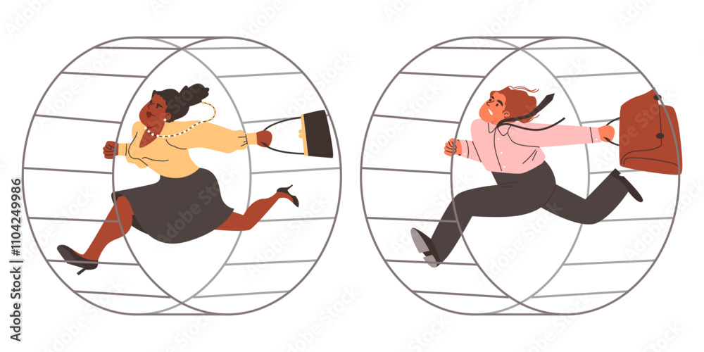 Illustration of a set of male and female characters in business suits ...