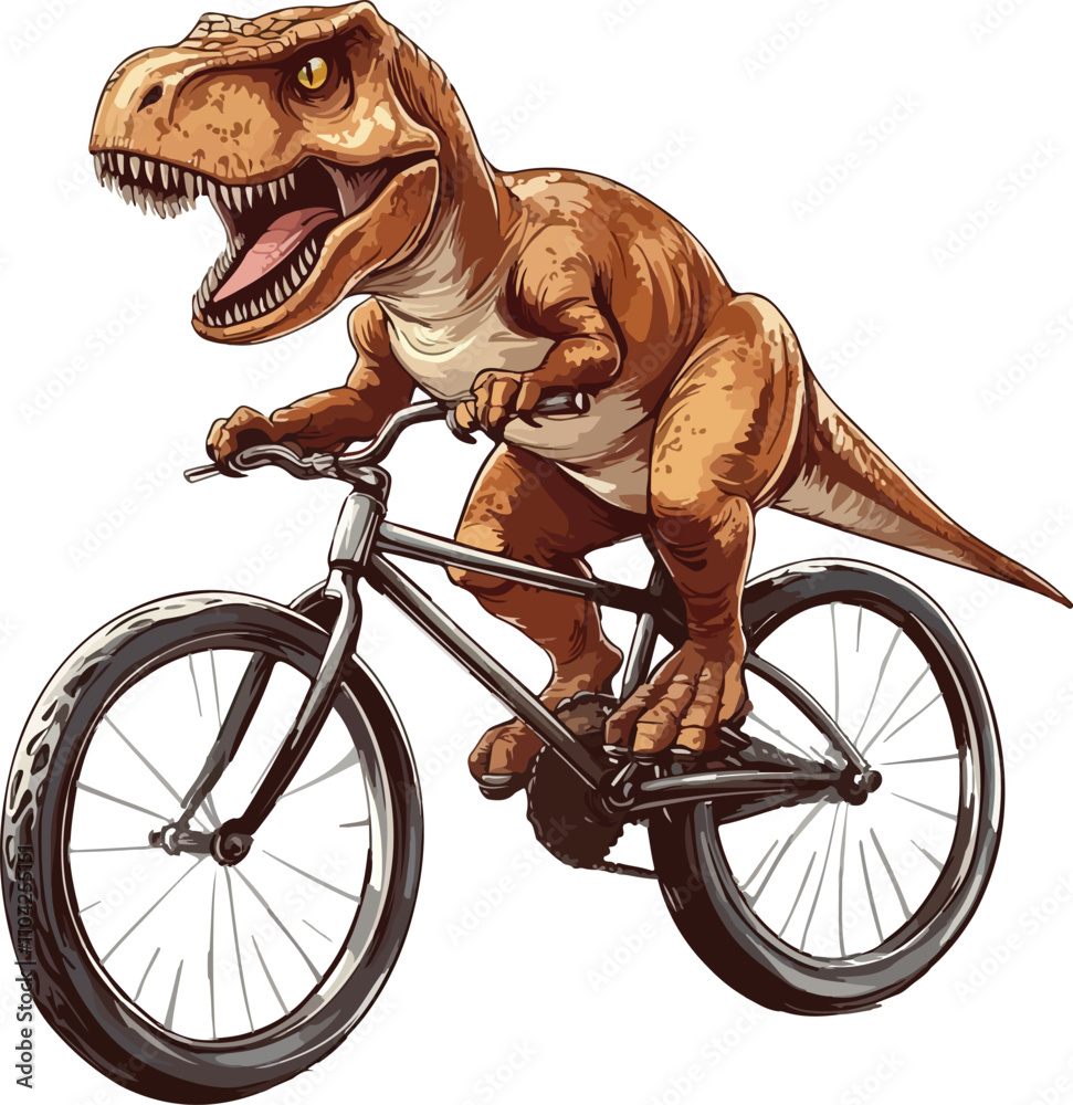 T-Rex Riding a Cycle Vector Illustration Stock Vector | Adobe Stock
