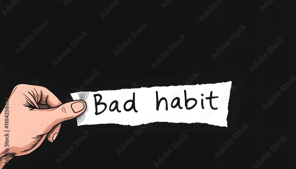 Breaking bad habits concept. Human hand tear a paper with word bad ...