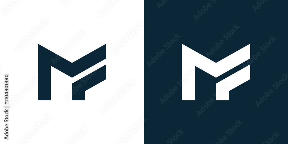 Minimalist Letter M F Logo Design in Black and White Color , Initial ...