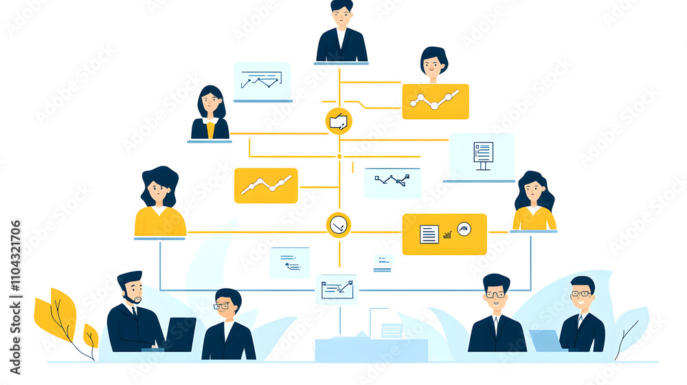 business process and workflow automation with flowchart organization chart with hierarchy ...