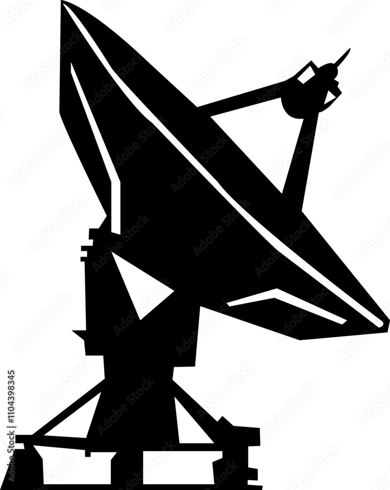 dish antenna silhouette vector, wi - fi, network, station, cable ...