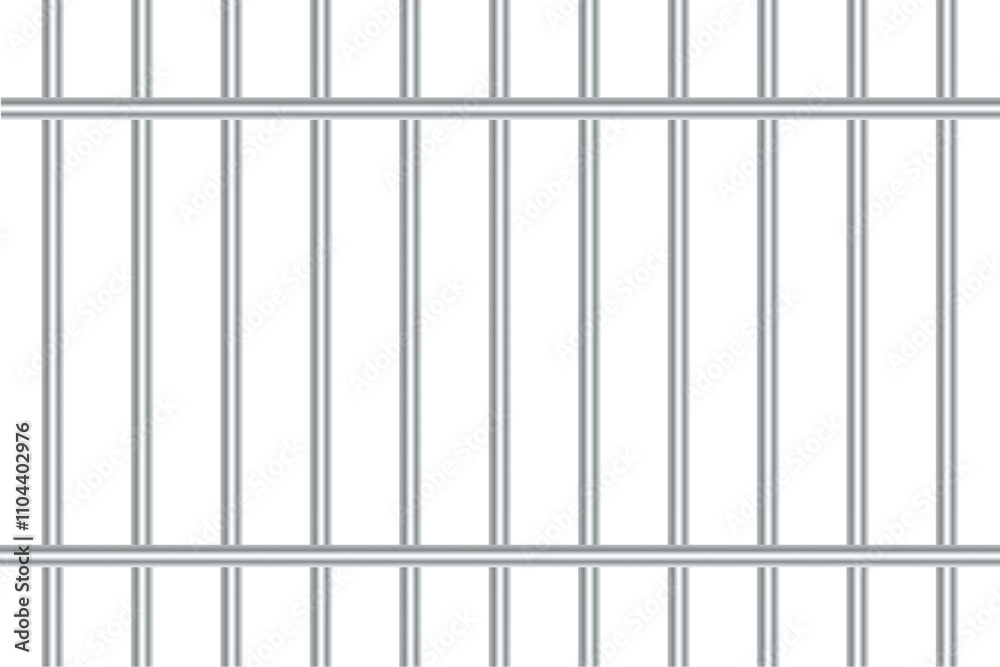 Silver prison metal bars isolated on transparent background. Vertical ...