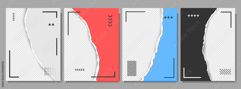 Vector illustration. Torn paper effect overlay set. Design element for ...