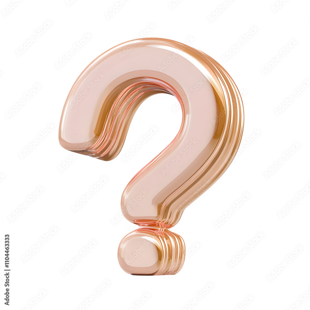 3d rose gold question mark hovering on a transparent background ...