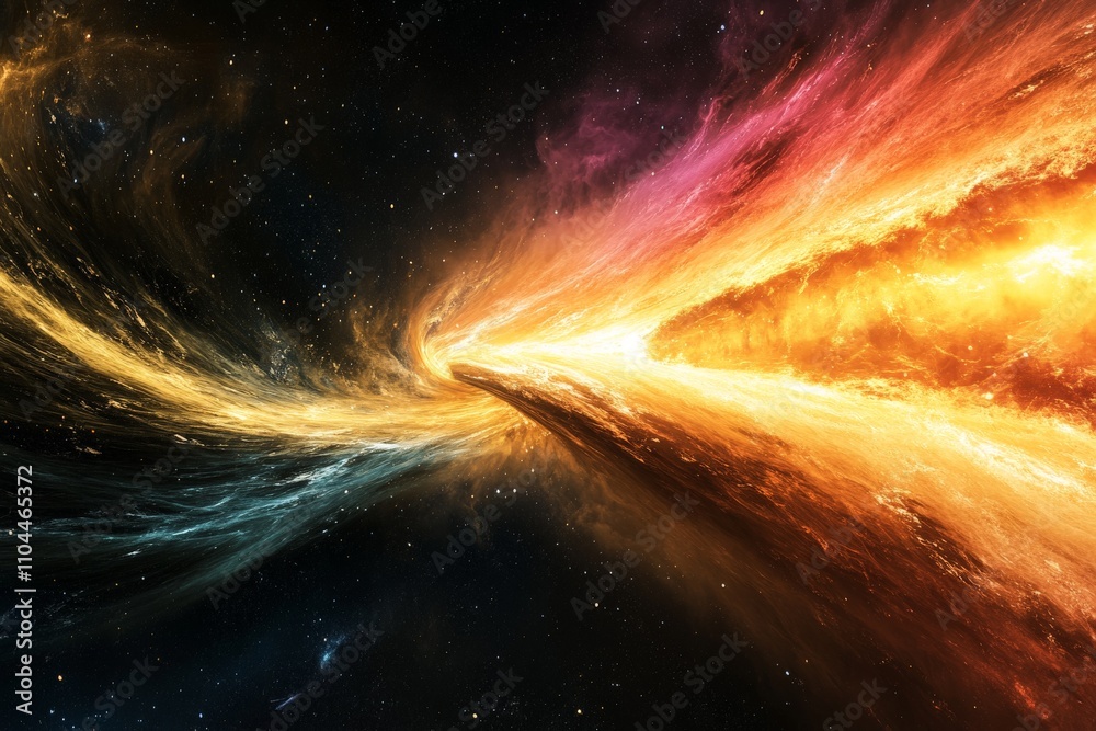 A striking depiction of an interstellar collision in space, marked by ...