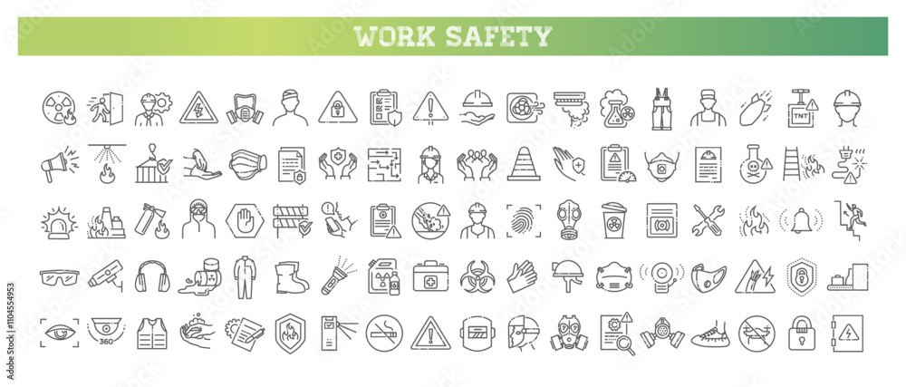 Job Safety icon set. Vector outline Illustration Stock Vector | Adobe Stock