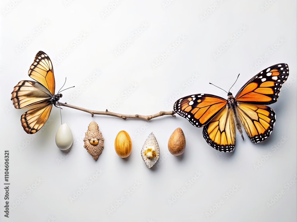 Continuous One Line Drawing of Butterfly Life Cycle - Metamorphosis ...