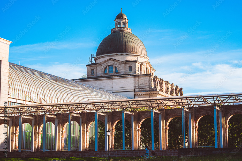 Beautiful Historic Architecture in Munich of a Classic Dome Structure Under a Clear Blue Sky in ...