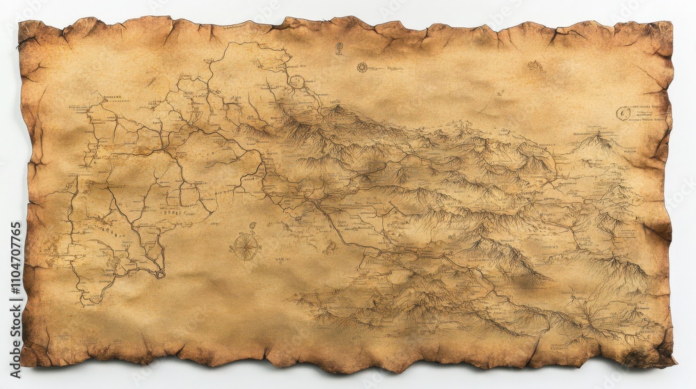 vintage map with detailed topography and aged texture Stock ...