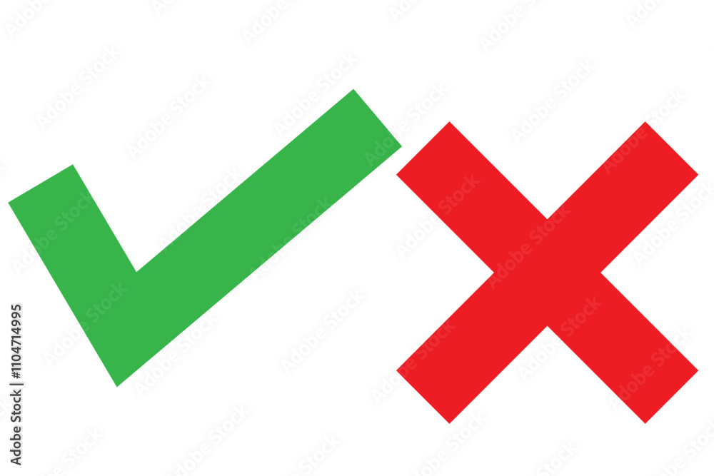 Check mark icon button set. Check box icon with right and wrong buttons and yes or no checkmark ...