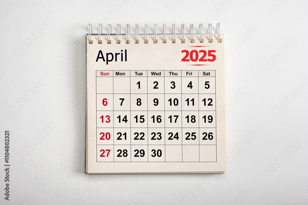 April 2025. Resolution, strategy, solution, goal, business and holidays ...