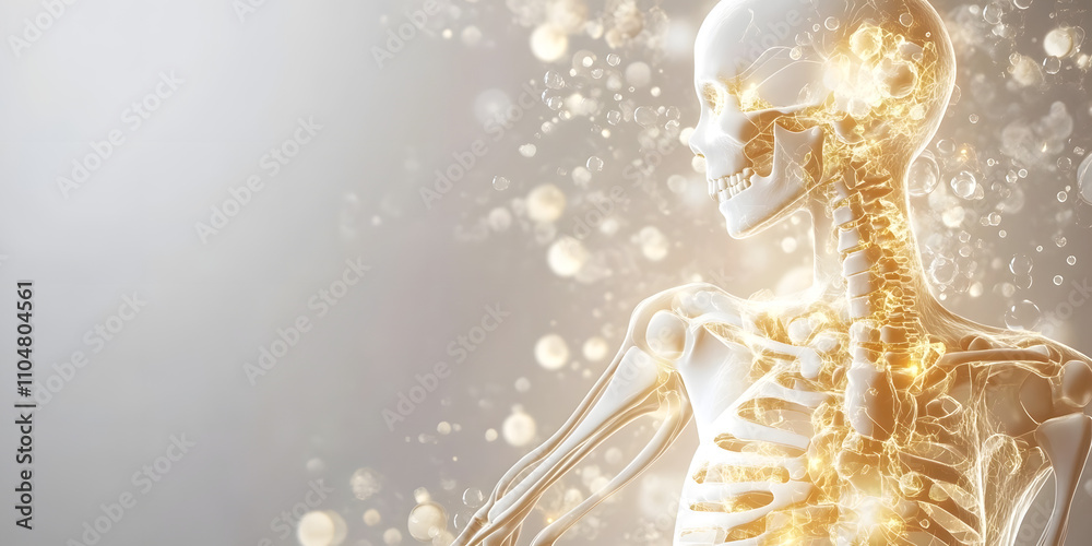 Human Skeleton Art, Ethereal Skeleton Illustration, Golden Light ...