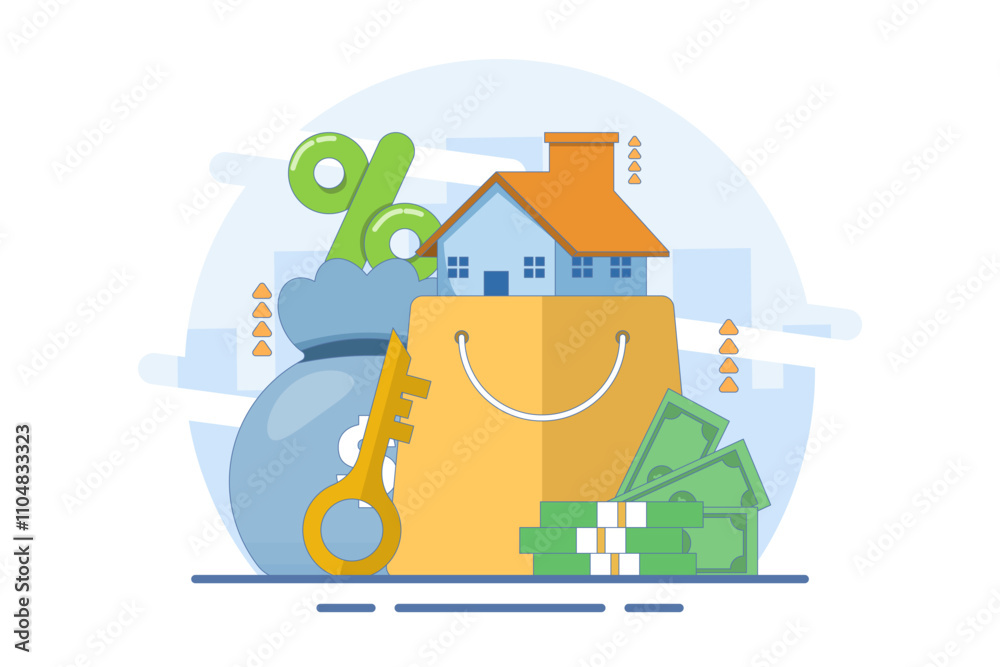 House for sale concept. sell house move to new house. Property Purchase ...