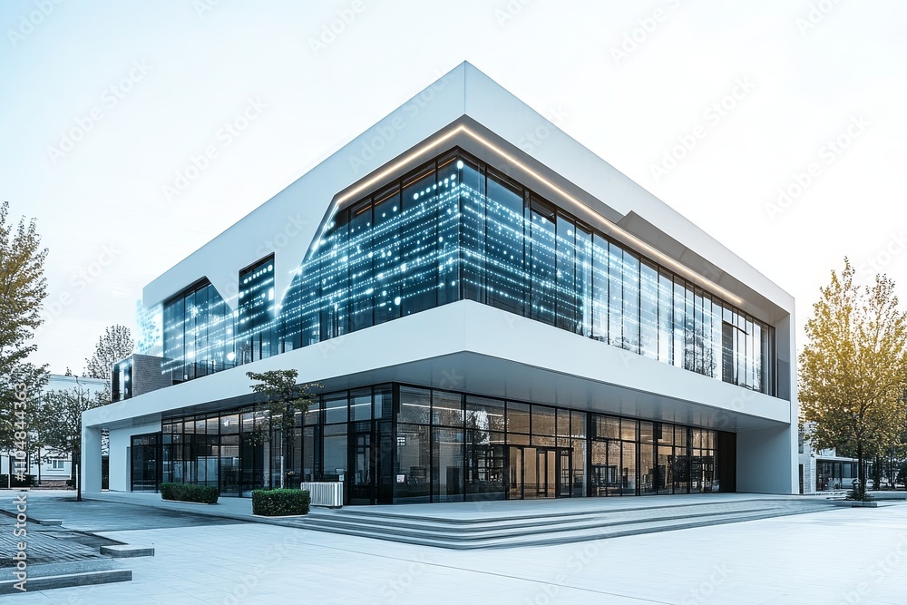 Modern Educational Building with Digital Overlays - Cutting-edge ...