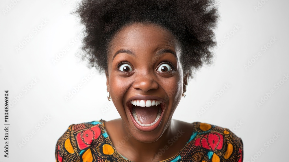 Happy, excited and portrait of young black woman with positive, good ...