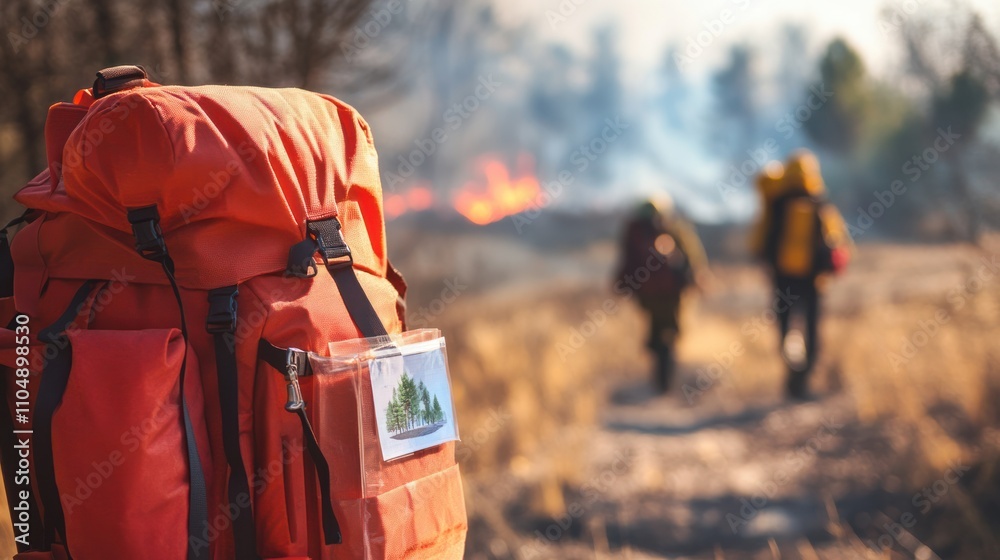 Wildfire evacuation plans, showing preparedness kits and routes Stock ...