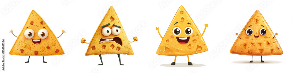 Cartoon nacho character isolated on a white background. collection set ...
