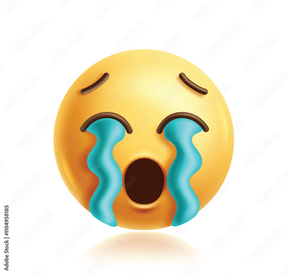 Sob emoji clipart 3d character. Emoji face crying, sad, scream, tear ...