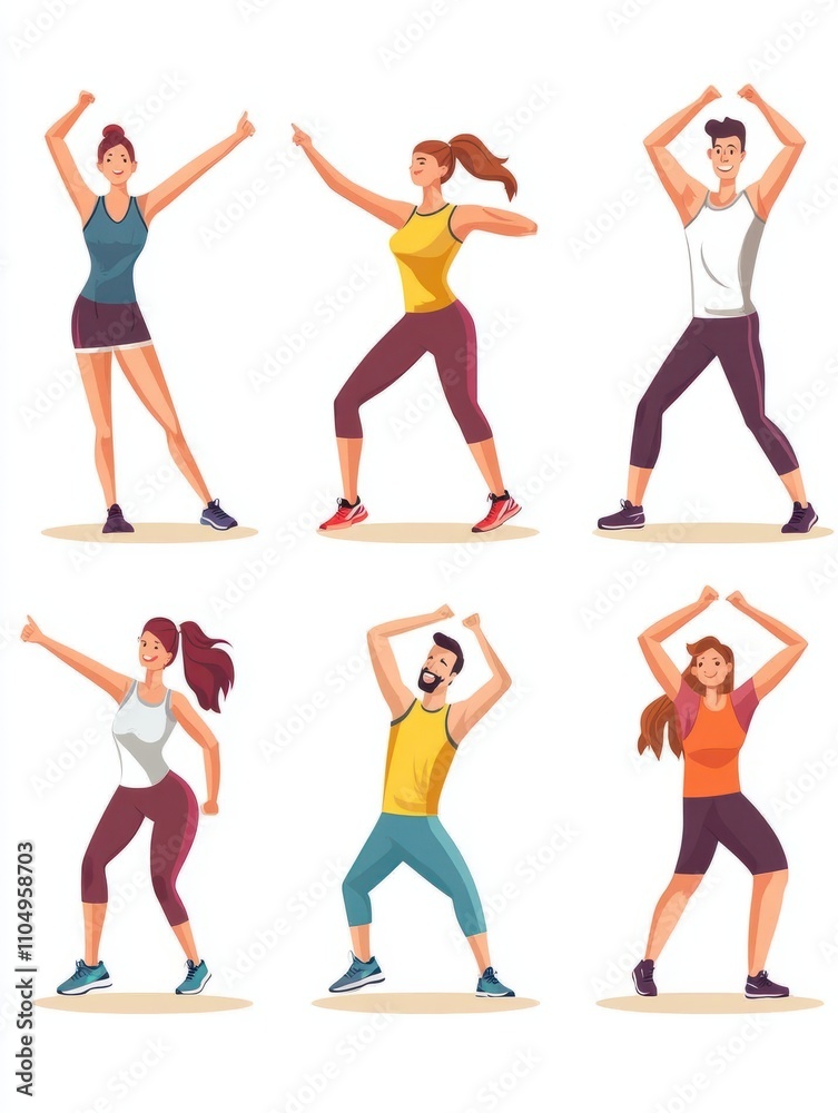 Training process isolated cartoon vector illustrations set. Warm-up ...